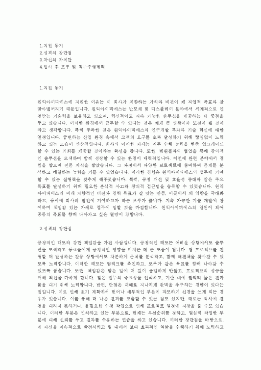 원익아이피에스_BEST 우수 자기소개서