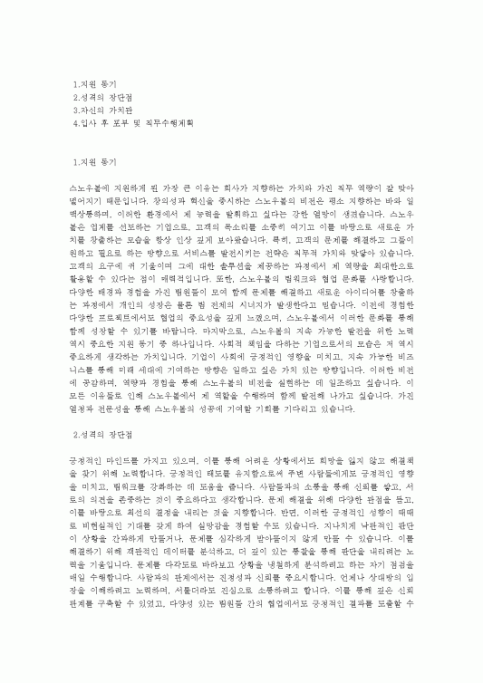 스노우볼 BEST 우수 자기소개서 자소서