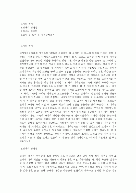 내셔널지오그래픽_영업본부_VMD_BEST 우수 자기소개서