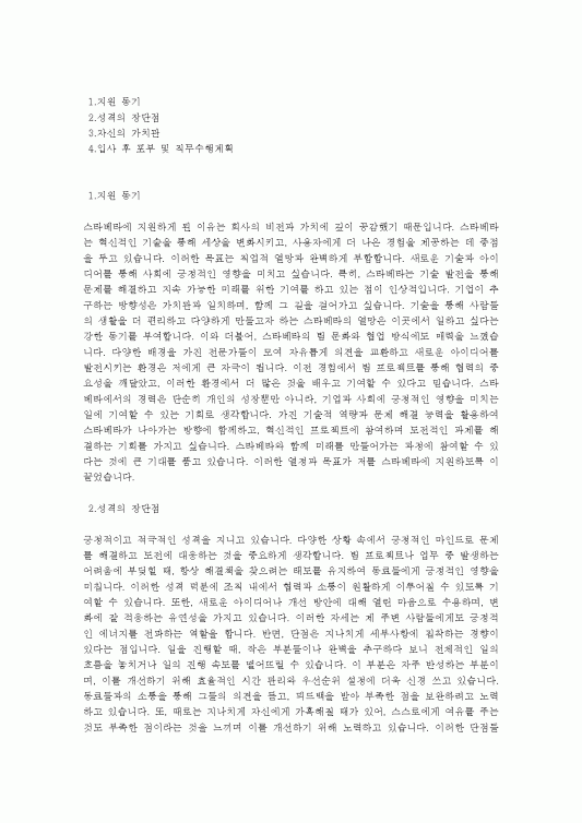 스타베타 BEST 우수 자기소개서 자소서