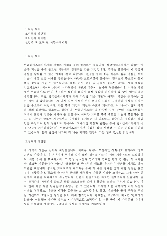 한국엔에스케이 BEST 우수 자기소개서 자소서