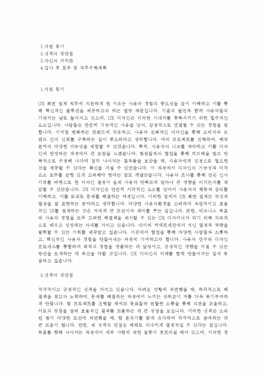 네이버 커넥트재단 UX 화면 설계 직무 BEST 우수 자기소개서 자소서