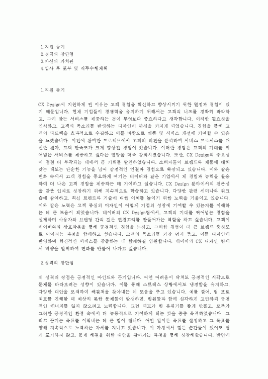 네이버_CX Design_BEST 우수 자기소개서
