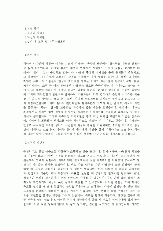 네이버_Design_BEST 우수 자기소개서