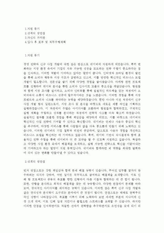 네이버_경영전략_신규사업개발_BEST 우수 자기소개서