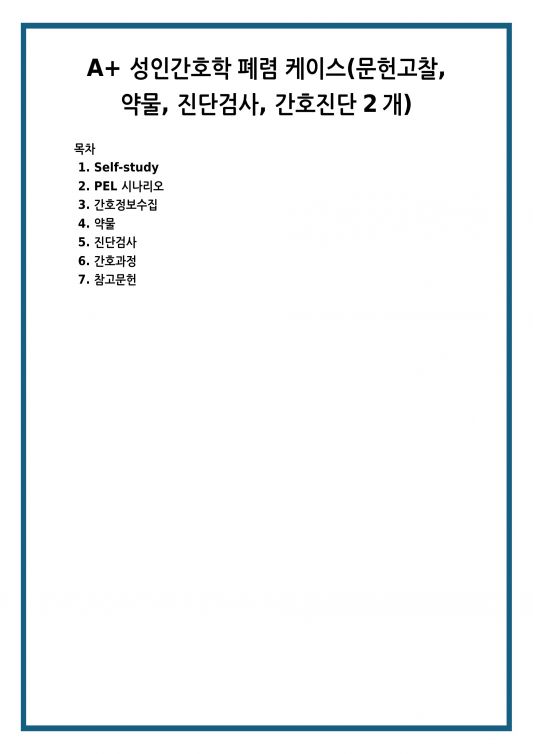 성인간호학 폐렴 케이스(문헌고찰, 약물, 진단검사, 간호진단 2개)