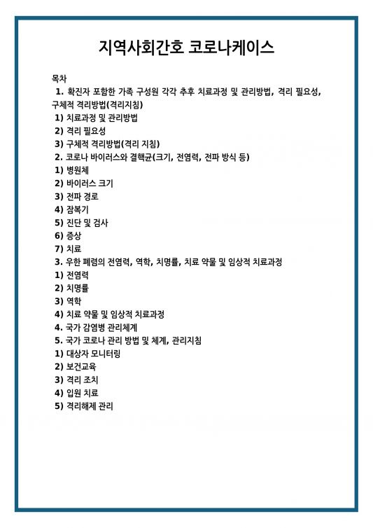 지역사회간호 코로나케이스