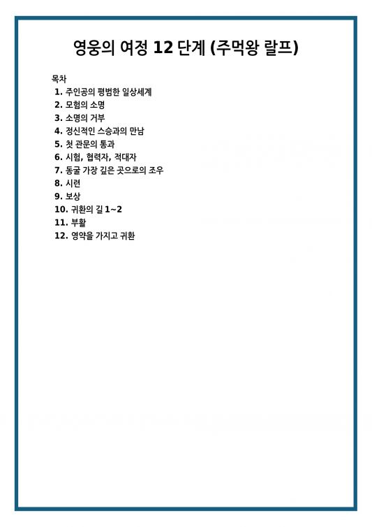 영웅의 여정 12단계 (주먹왕 랄프)