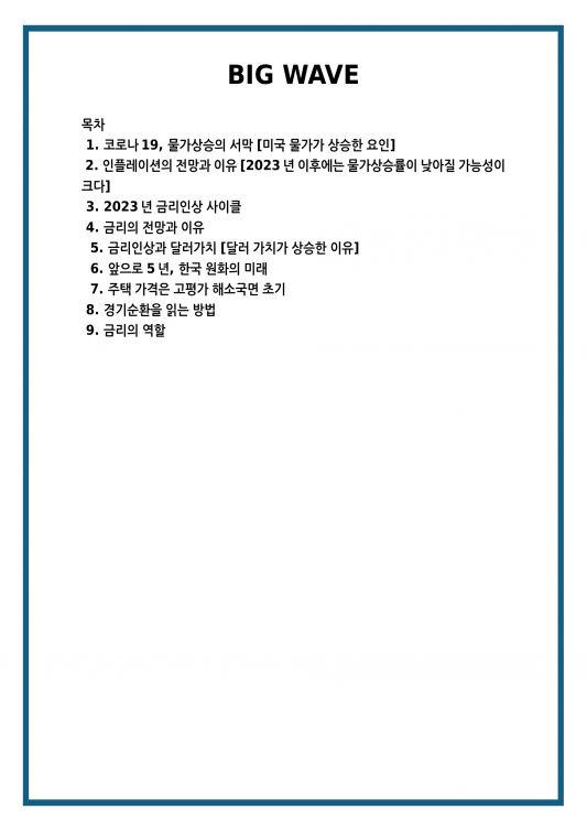 BIG WAVE 레포트 자료