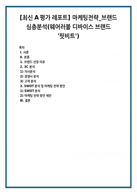 [최신 A평가 레포트] 마케팅전략_브랜드 심층분석(웨어러블 디바이스 브랜드 핏비트)
