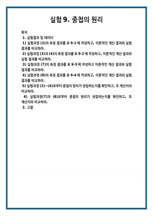 실험9. 중첩의 원리