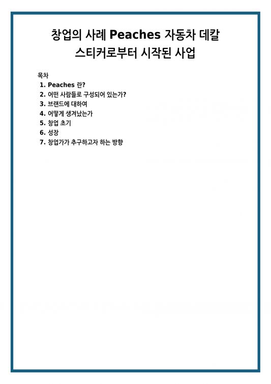 창업의 사례 Peaches 자동차 데칼 스티커로부터 시작된 사업