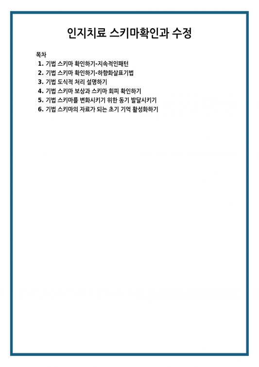 인지치료 스키마확인과 수정