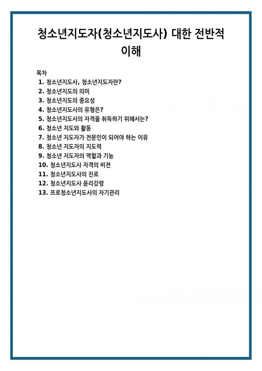 청소년지도자(청소년지도사) 대한 전반적 이해