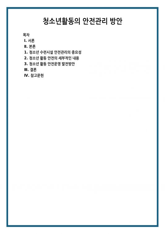 청소년활동의 안전관리 방안