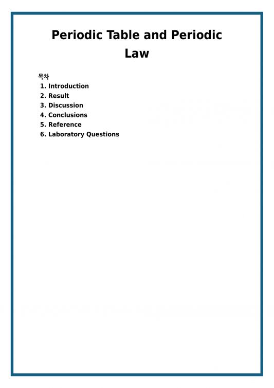 Periodic Table and Periodic Law