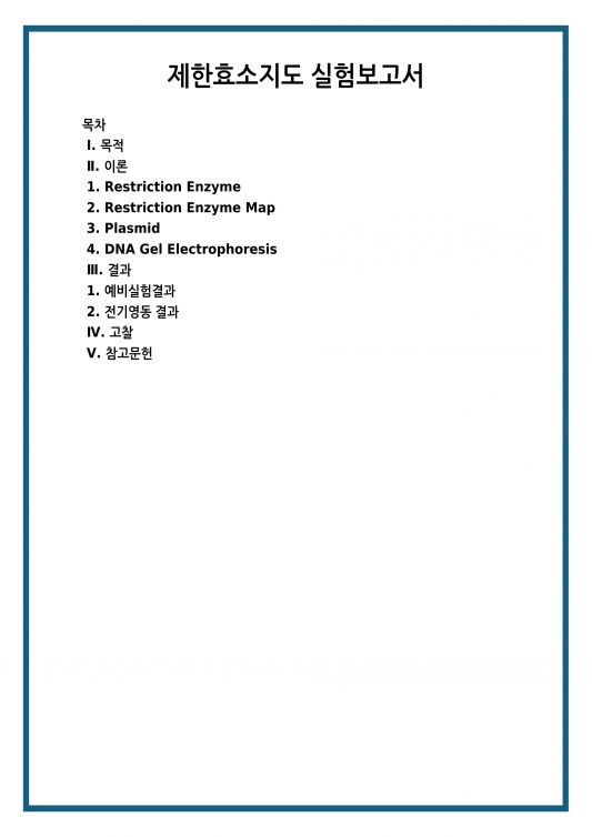 제한효소지도 실험보고서