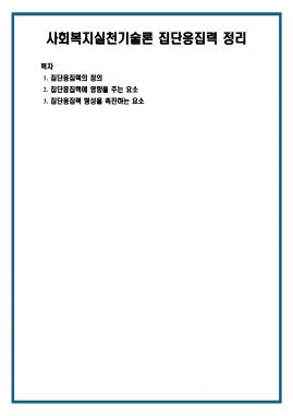 사회복지실천기술론 집단응집력 정리