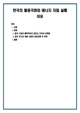 한국의 탈중국화와 에너지 자립 실패 이유