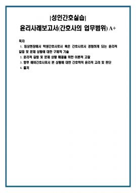 [성인간호실습] 윤리사례보고서(간호사의 업무범위)