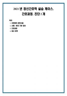 2021년 정신간호학 실습 케이스, 간호과정, 진단2개