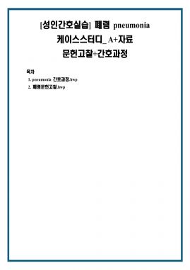 [성인간호실습] 폐렴 pneumonia 케이스스터디_ 자료 문헌고찰간호과정