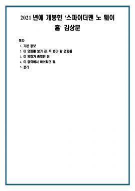 2021년에 개봉한 스파이더맨 노 웨이 홈 감상문