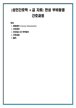 [성인간호학 A급 자료] 만성 부비동염 간호과정