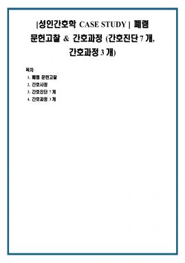 [성인간호학 CASE STUDY ] 폐렴 문헌고찰 & 간호과정 (간호진단7개, 간호과정3개)