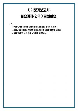 자기평가보고서-실습과제(한국어교원실습)