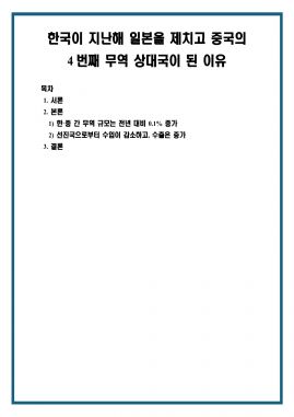 한국이 지난해 일본을 제치고 중국의 4번째 무역 상대국이 된 이유