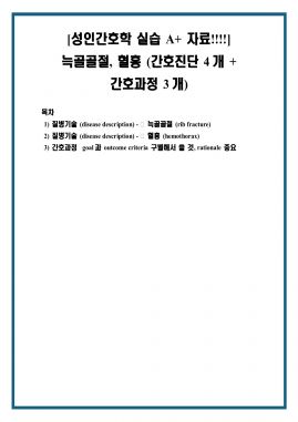 [성인간호학 실습 자료] 늑골골절, 혈흉 (간호진단 4개 간호과정 3개)