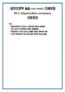 [성인간호학 실습 case study] 간세포암 HCC (Hepatocelluar carcinoma) 간호진단