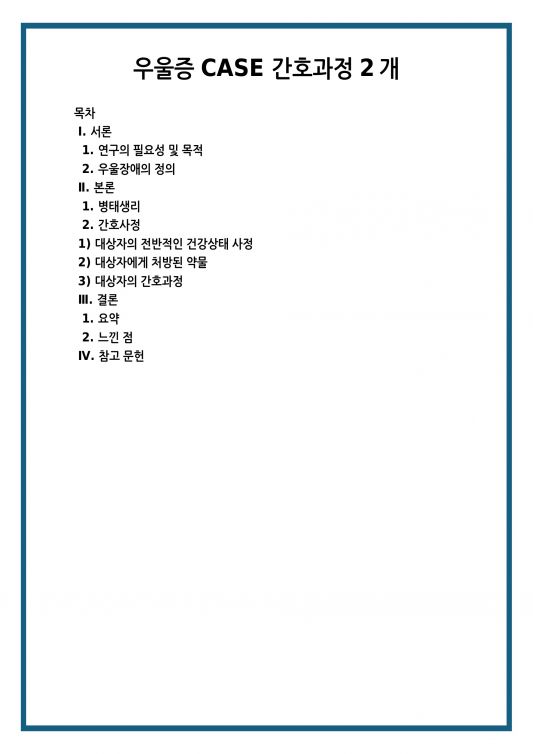 우울증 CASE 간호과정 2개