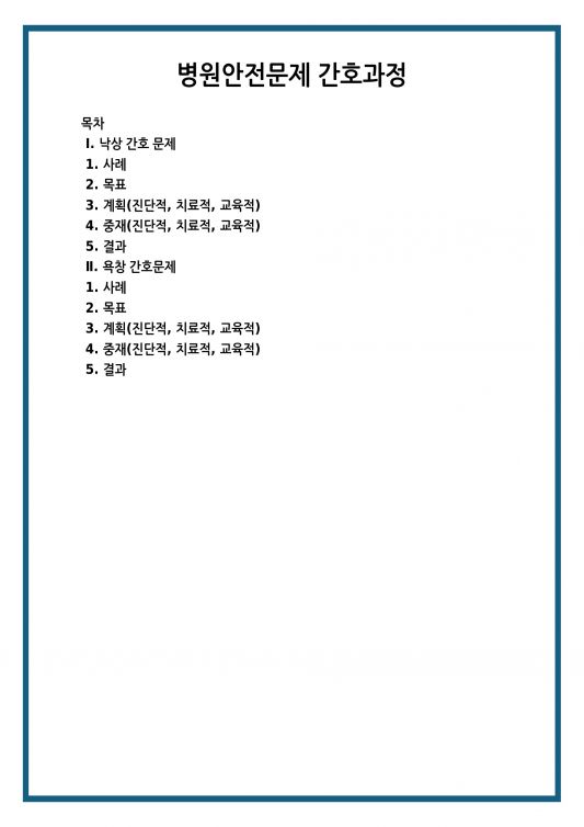 병원안전문제 간호과정