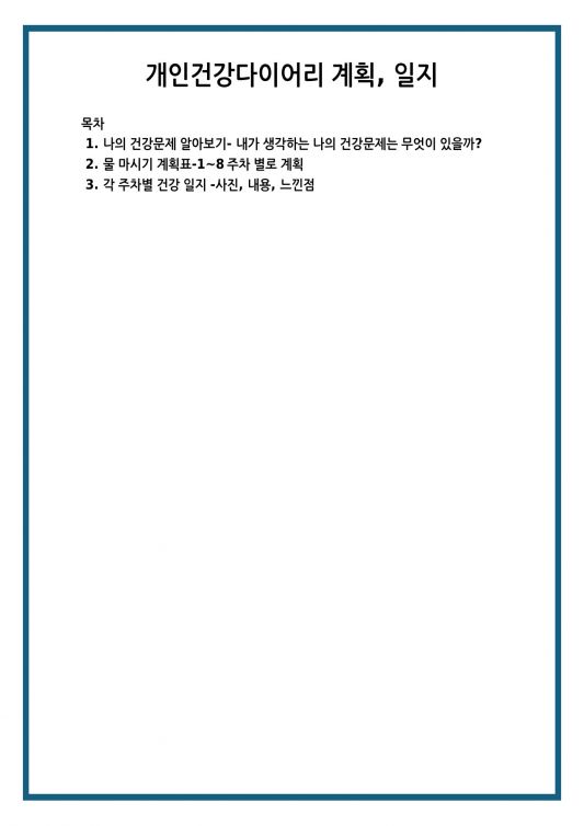 개인건강다이어리 계획, 일지