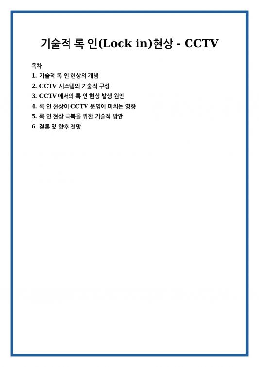 기술적 록 인(Lock in)현상 - CCTV