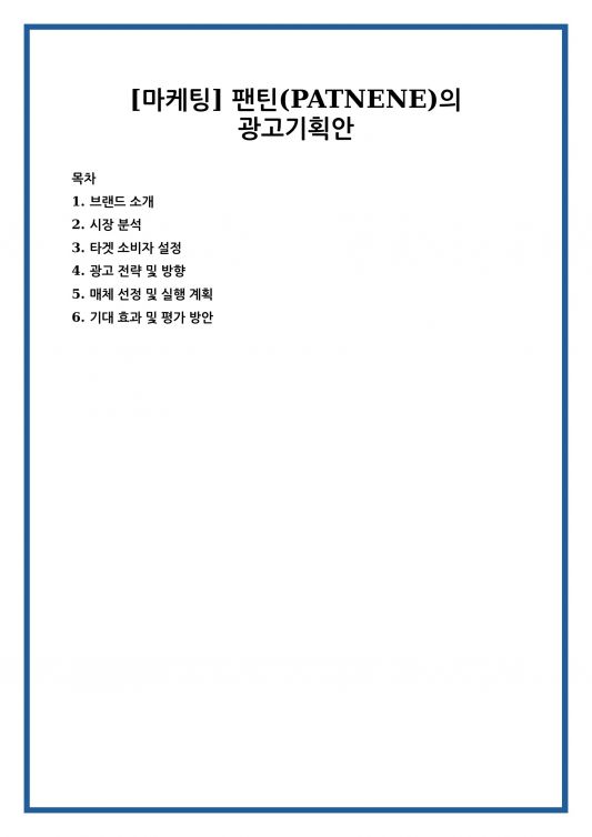 [마케팅] 팬틴(PATNENE)의 광고기획안