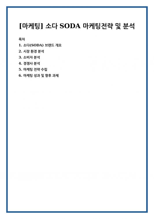 [마케팅] 소다 SODA 마케팅전략 및 분석