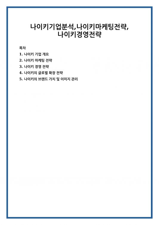 나이키기업분석,나이키마케팅전략,나이키경영전략