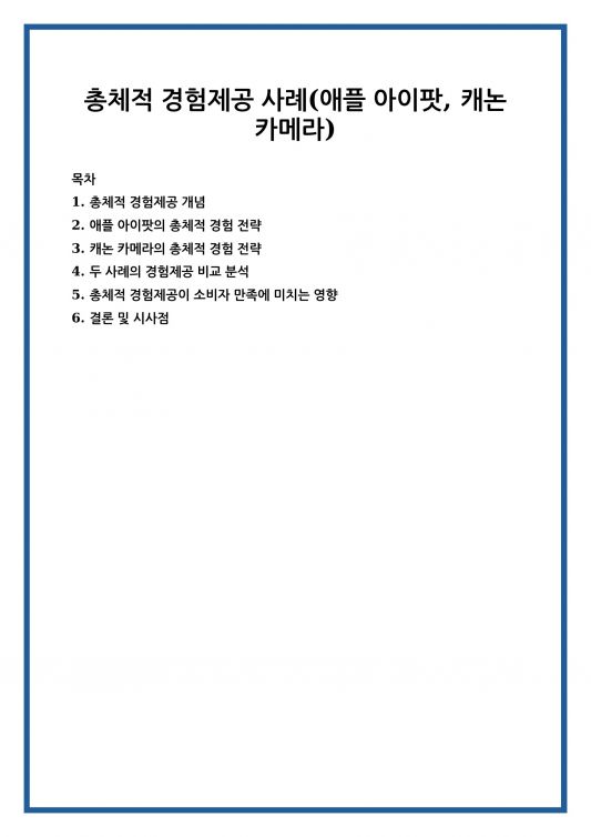 총체적 경험제공 사례(애플 아이팟, 캐논 카메라)