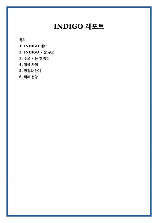 INDIGO 레포트 자료