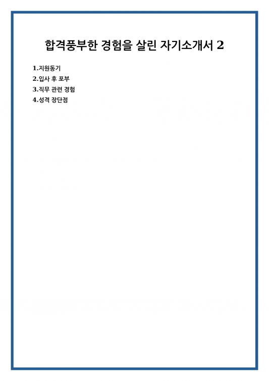 합격풍부한 경험을 살린 자기소개서 2