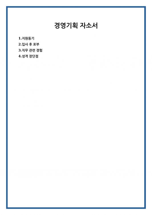 경영기획 자소서