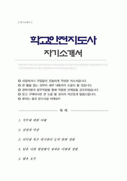 안전지도사 자기소개서