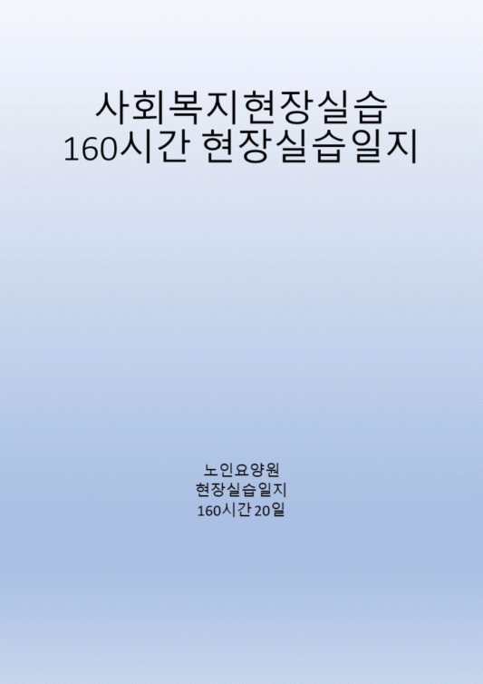 교수님도 감동받아 만점준 노인요양원 160시간 현장실습일지