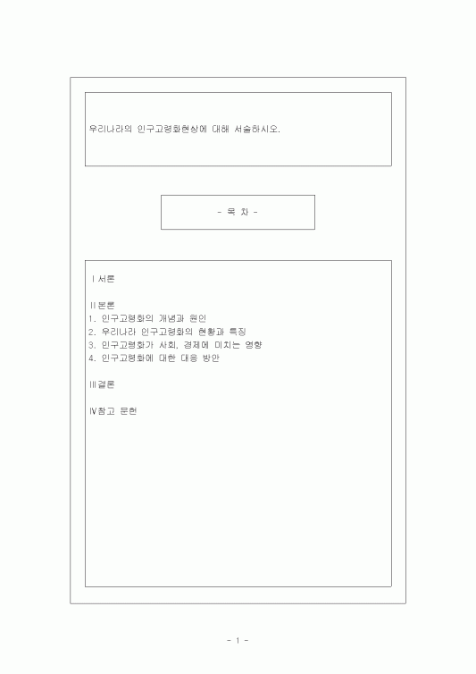 우리나라의 인구 고령화 현상에 대해 서술하시오