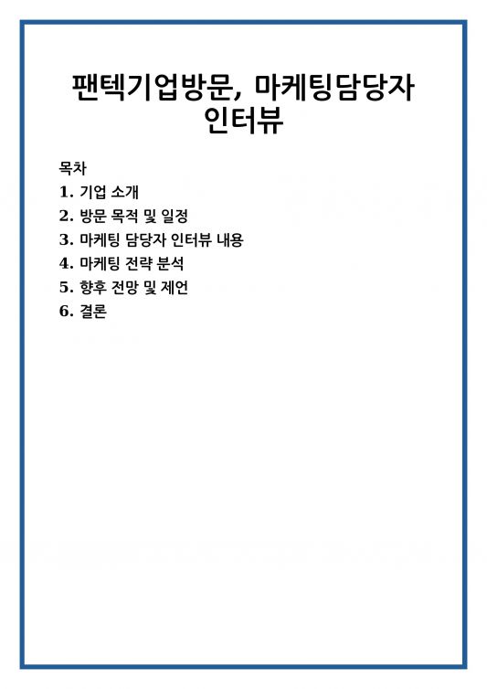 팬텍기업방문, 마케팅담당자 인터뷰