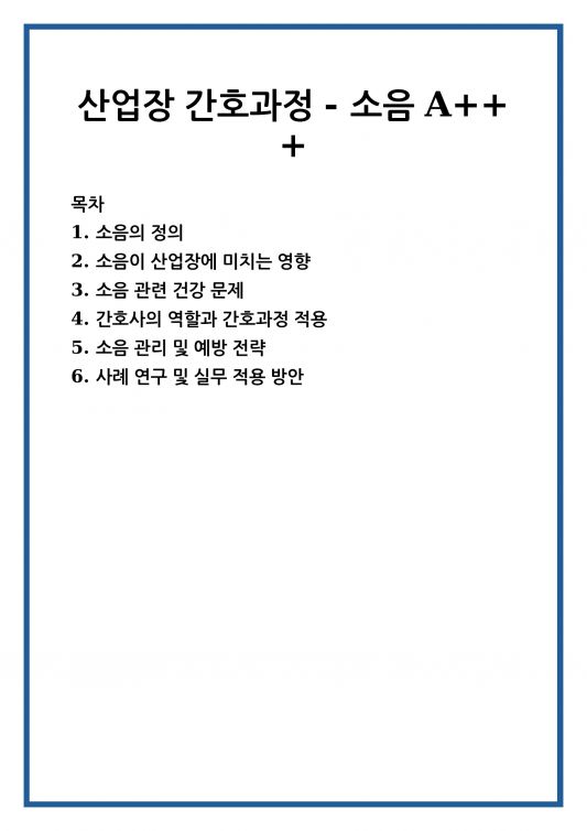 산업장 간호과정 - 소음