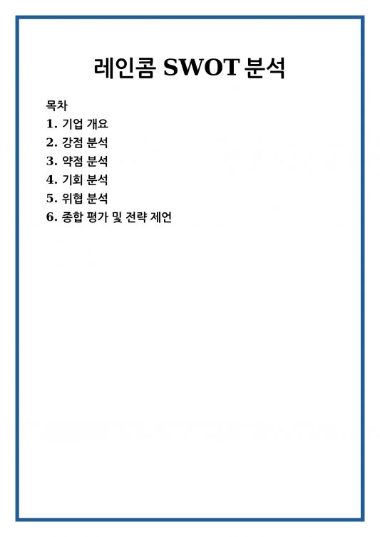 레인콤 SWOT분석